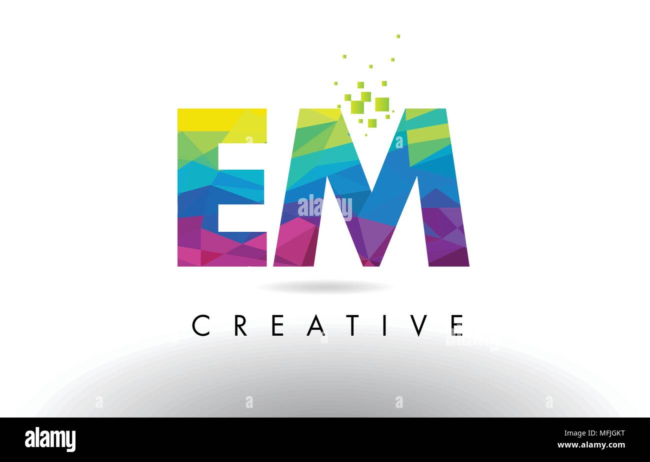 EM E M Colorful Letter Design with Creative Origami Triangles Rainbow ...