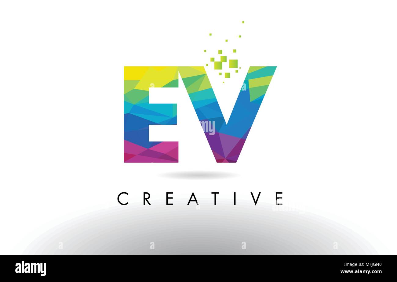 EV E V Colorful Letter Design with Creative Origami Triangles Rainbow ...