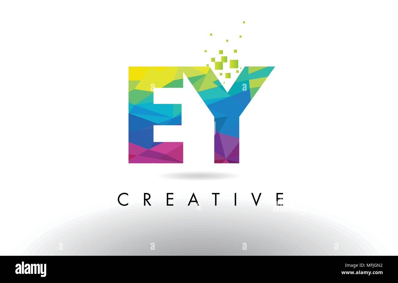 EY E Y Colorful Letter Design with Creative Origami Triangles Rainbow ...