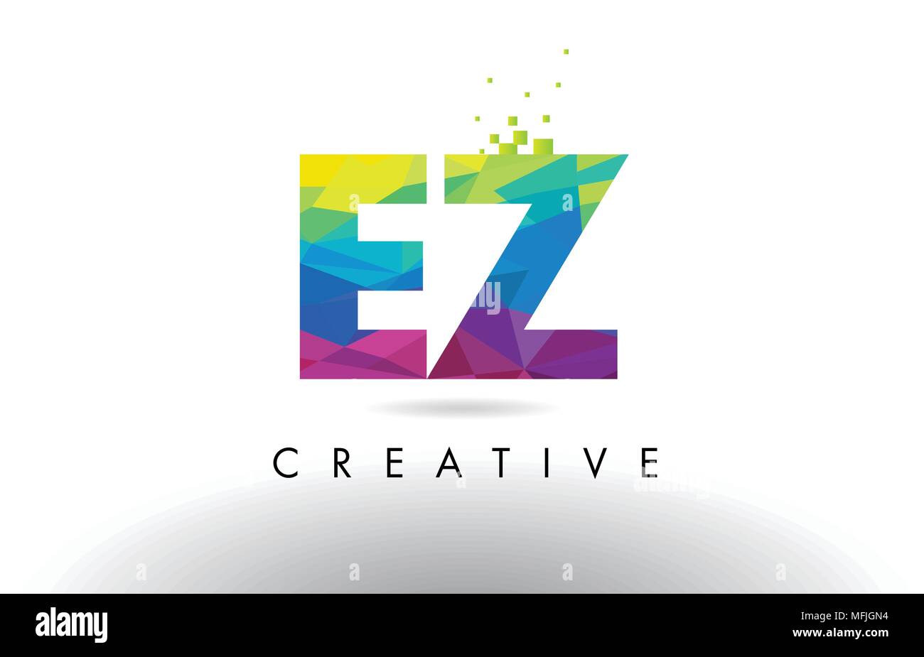 EZ E Z Colorful Letter Design with Creative Origami Triangles Rainbow ...