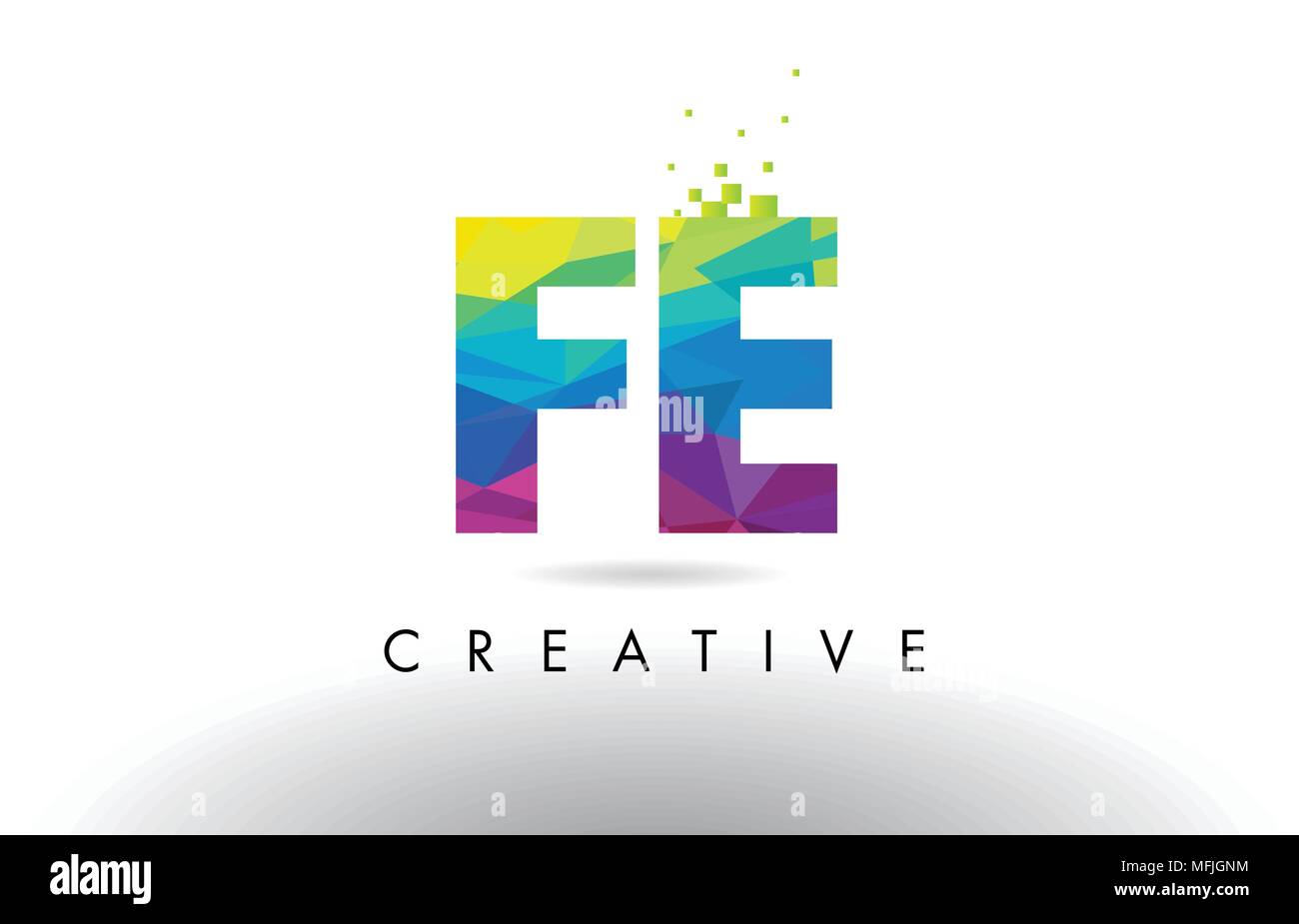 FE F E Colorful Letter Design with Creative Origami Triangles Rainbow ...
