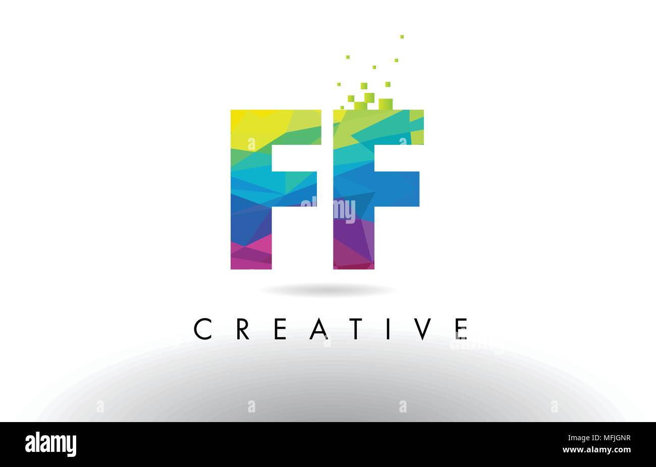 FF F F Colorful Letter Design with Creative Origami Triangles Rainbow ...