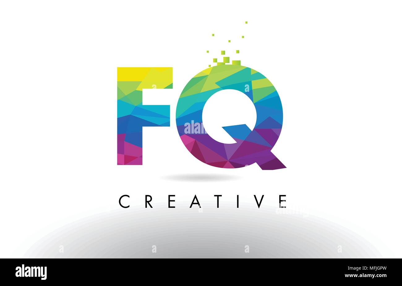 FQ F Q Colorful Letter Design with Creative Origami Triangles Rainbow ...