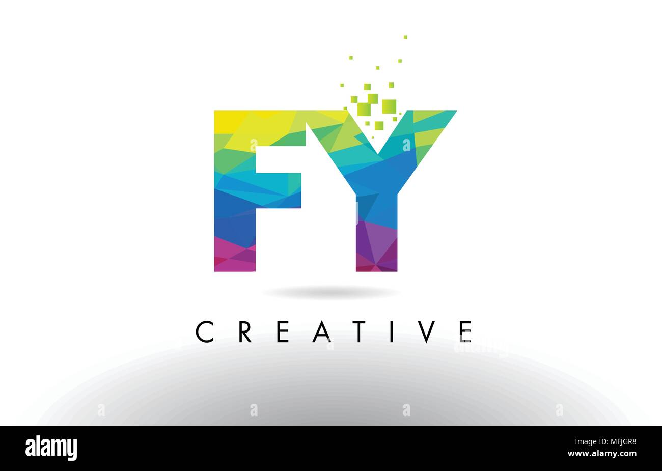 FY F Y Colorful Letter Design with Creative Origami Triangles Rainbow ...