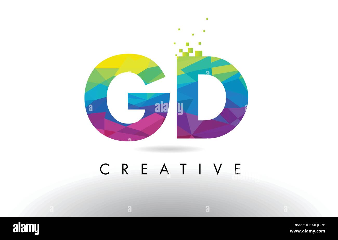 GD G D Colorful Letter Design with Creative Origami Triangles Rainbow ...