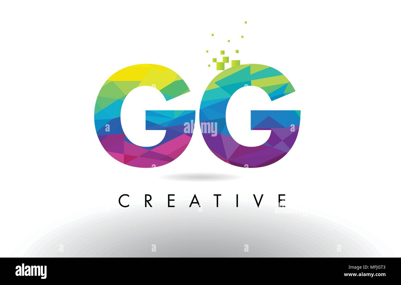 GG G G Colorful Letter Design with Creative Origami Triangles Rainbow ...