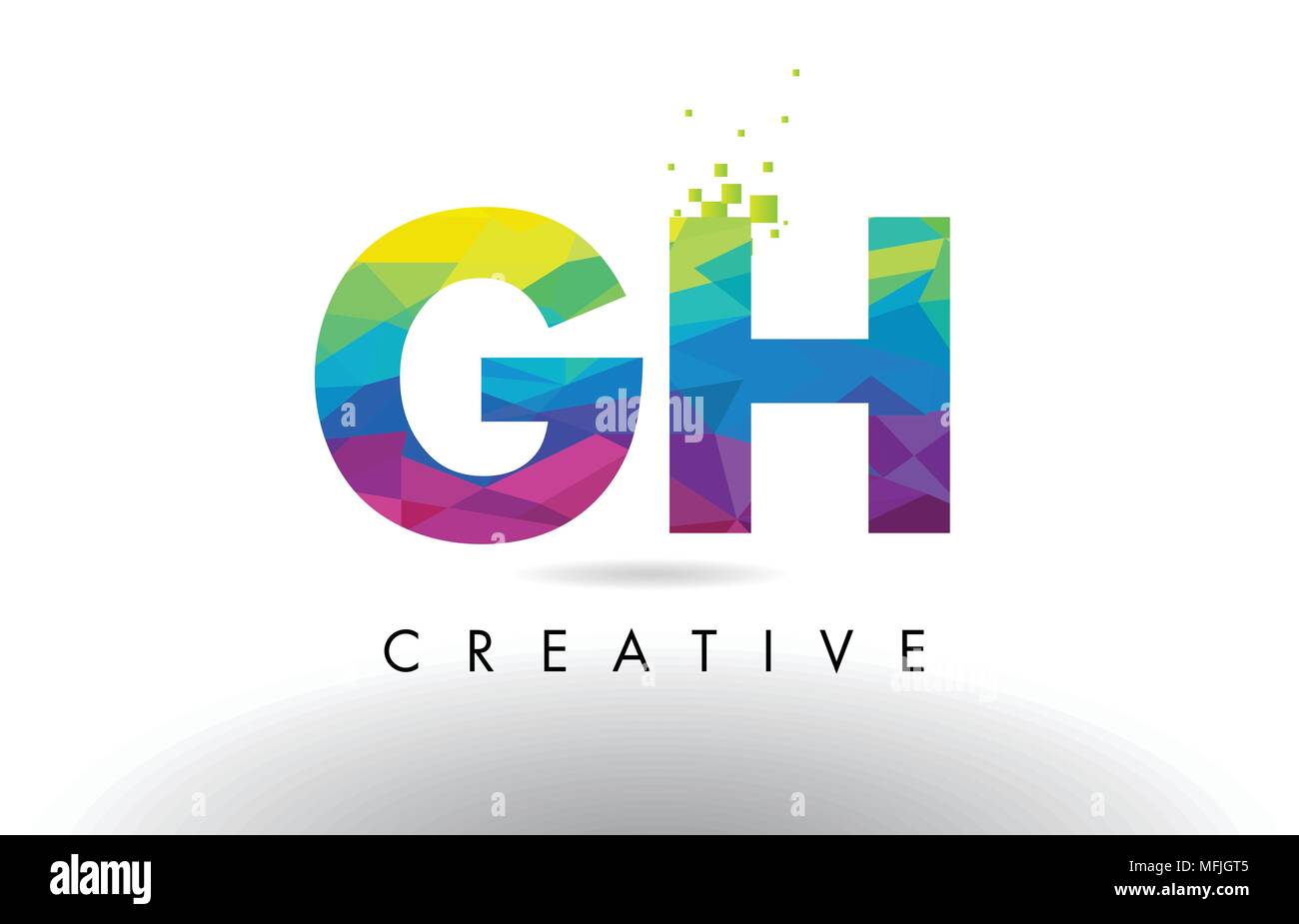 GH G H Colorful Letter Design with Creative Origami Triangles Rainbow ...