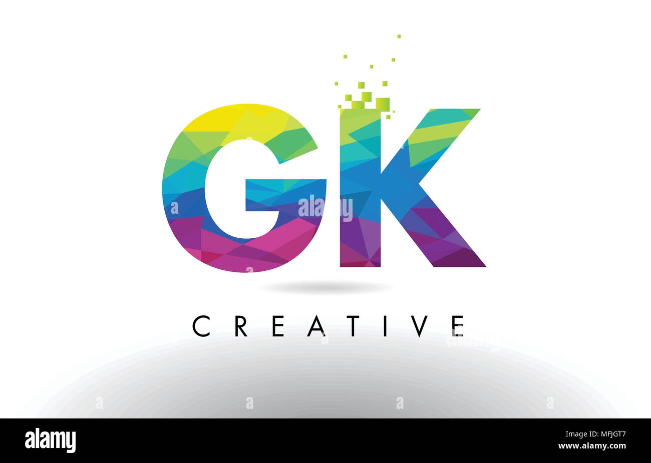 GK G K Colorful Letter Design with Creative Origami Triangles Rainbow ...