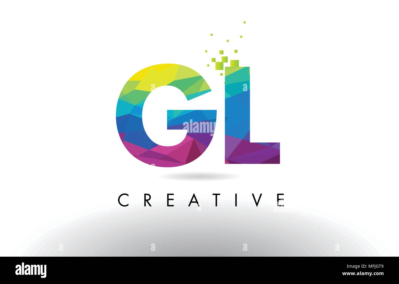 GL G L Colorful Letter Design with Creative Origami Triangles Rainbow ...