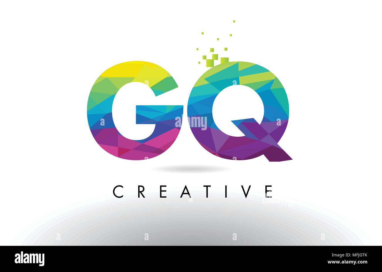 GQ G Q Colorful Letter Design with Creative Origami Triangles Rainbow ...