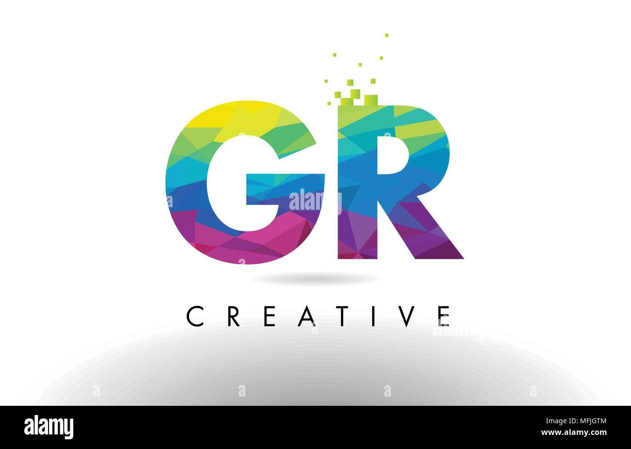 GR G R Colorful Letter Design with Creative Origami Triangles Rainbow ...