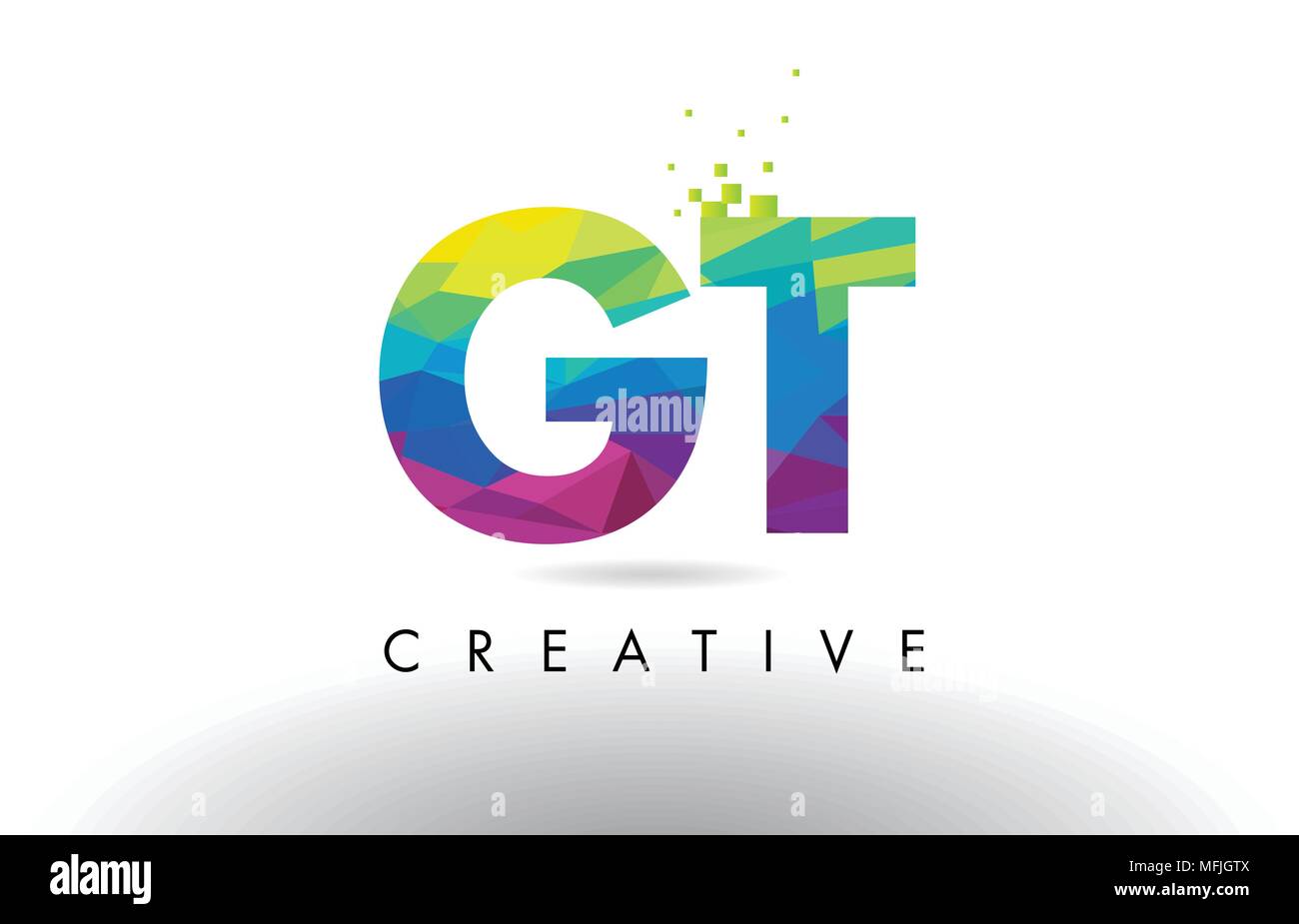 GT G T Colorful Letter Design with Creative Origami Triangles Rainbow ...