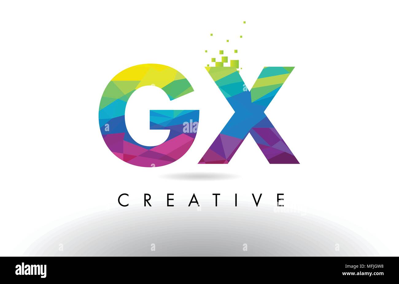 GX G X Colorful Letter Design with Creative Origami Triangles Rainbow ...