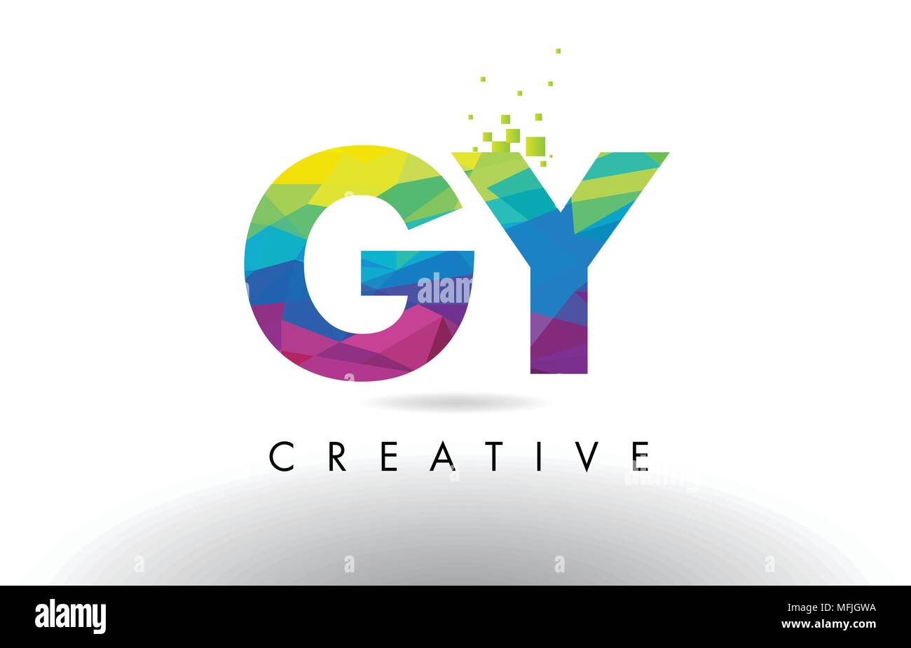 GY G Y Colorful Letter Design with Creative Origami Triangles Rainbow ...