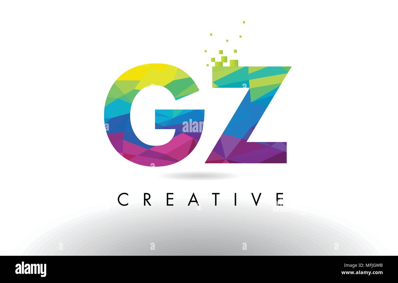 GZ G Z Colorful Letter Design with Creative Origami Triangles Rainbow ...