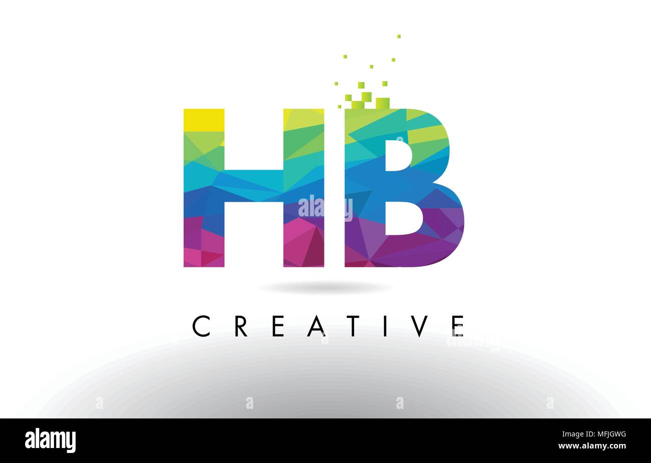 HB H B Colorful Letter Design with Creative Origami Triangles Rainbow ...