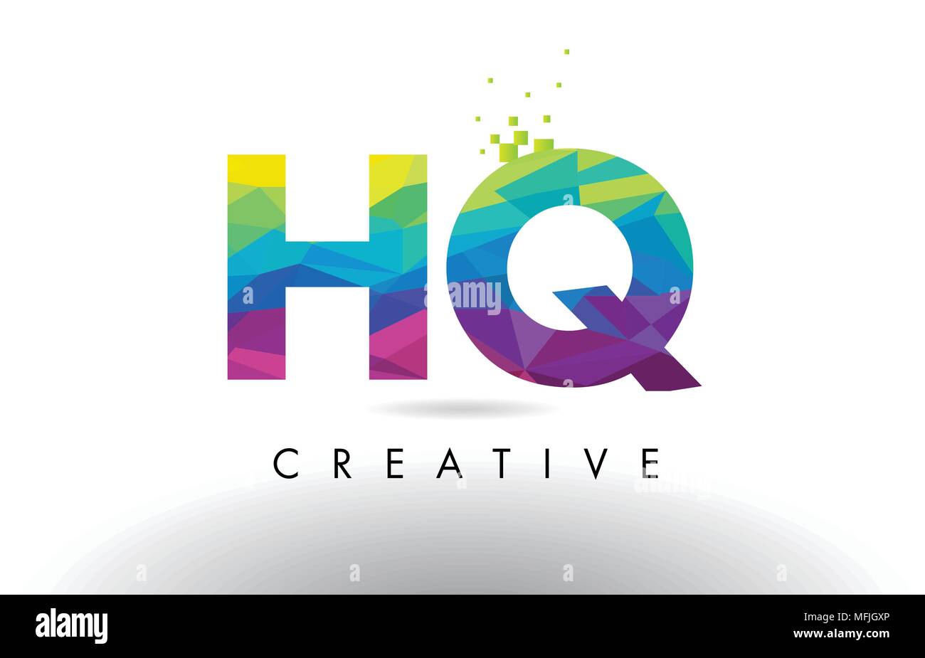 HQ H Q Colorful Letter Design with Creative Origami Triangles Rainbow ...
