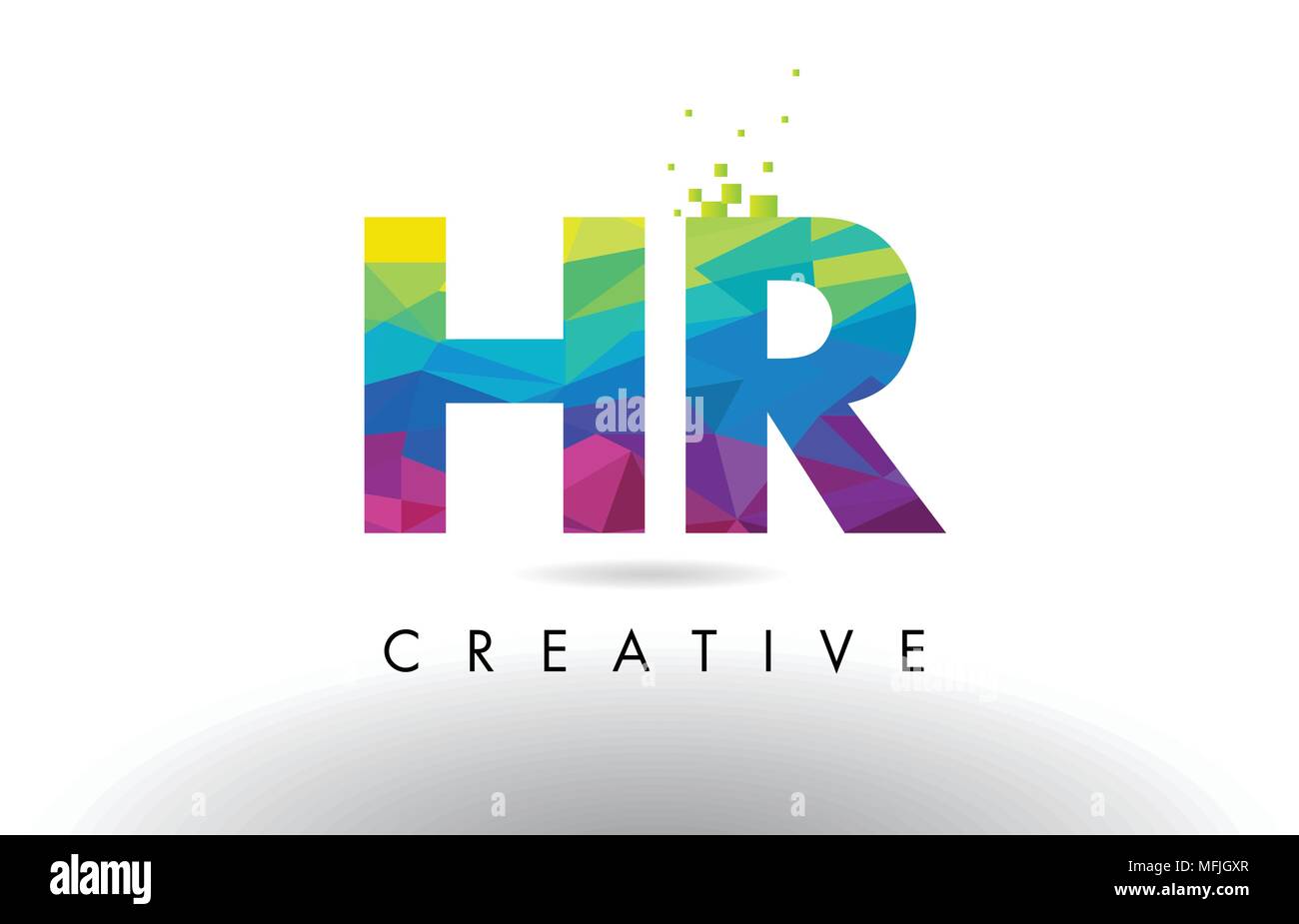 HR H R Colorful Letter Design with Creative Origami Triangles Rainbow ...