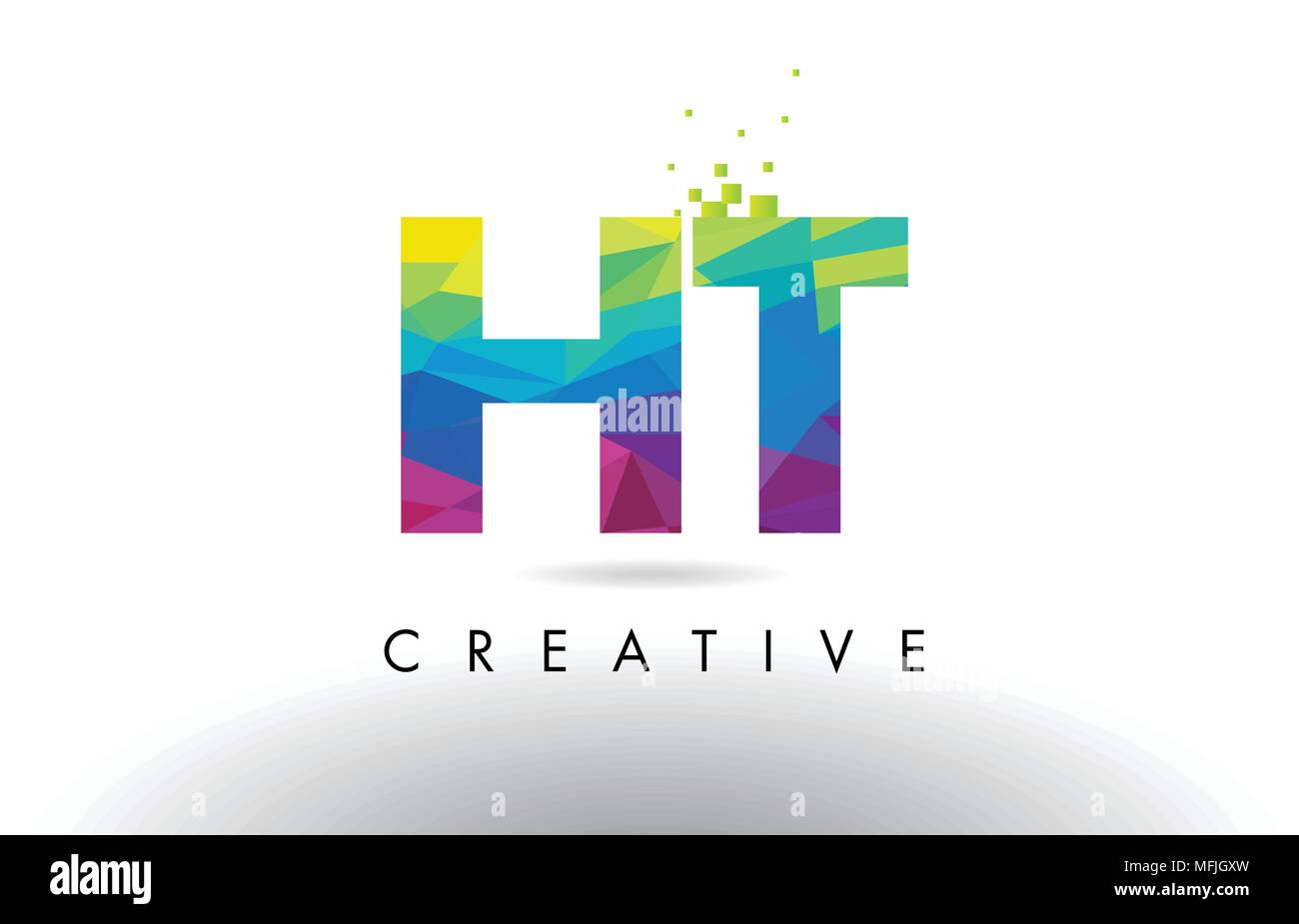 HT H T Colorful Letter Design with Creative Origami Triangles Rainbow ...
