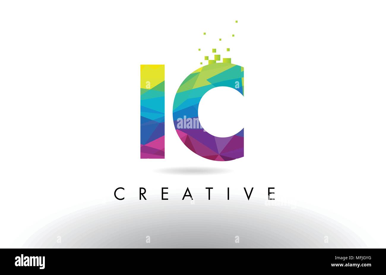 IC I C Colorful Letter Design with Creative Origami Triangles Rainbow ...
