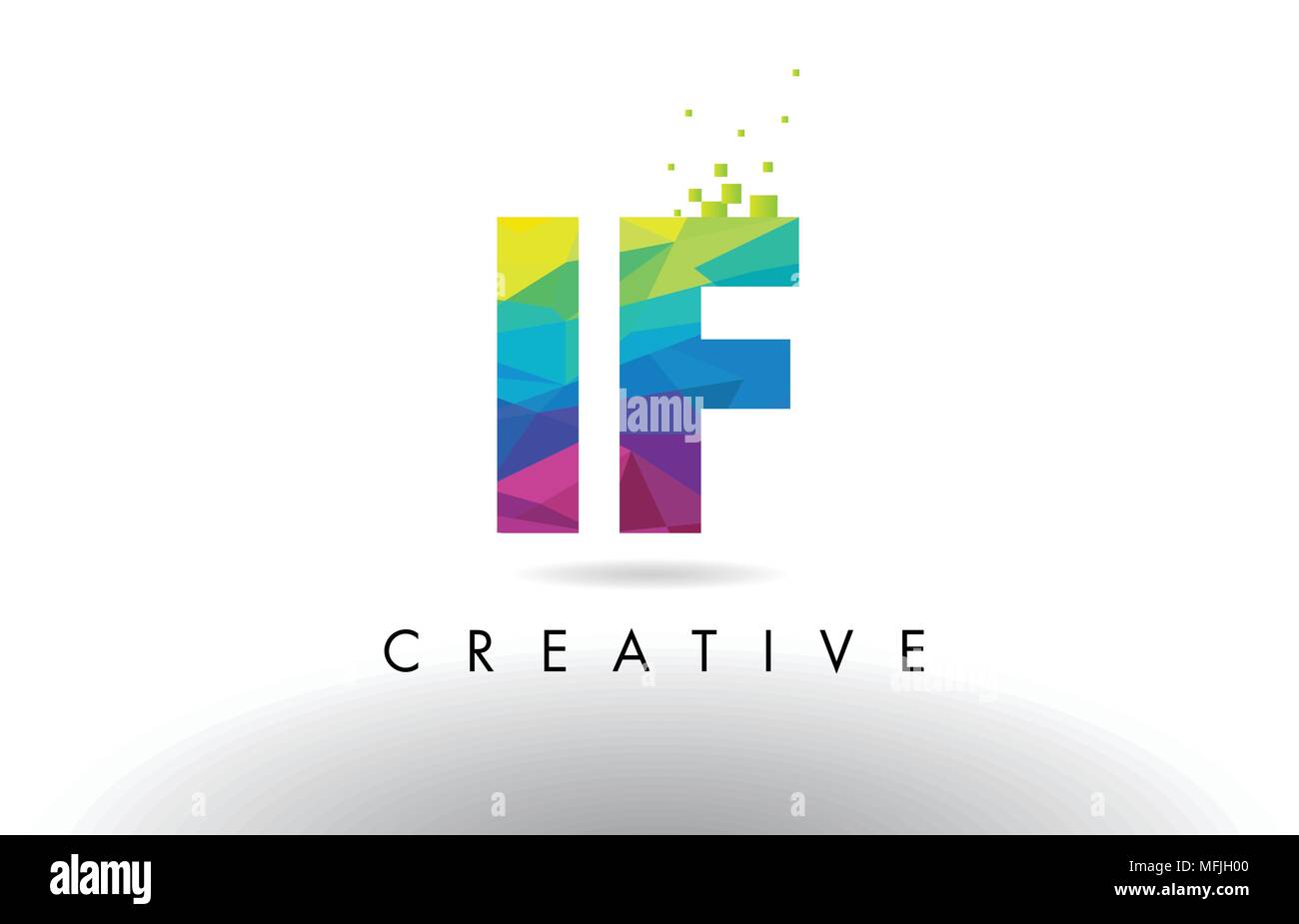 IF I F Colorful Letter Design with Creative Origami Triangles Rainbow ...