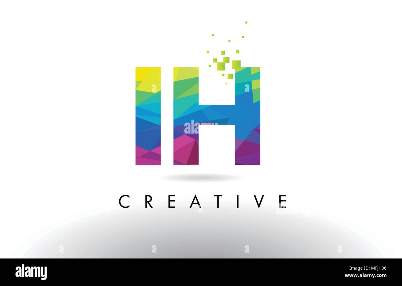 IH I H Colorful Letter Design with Creative Origami Triangles Rainbow ...