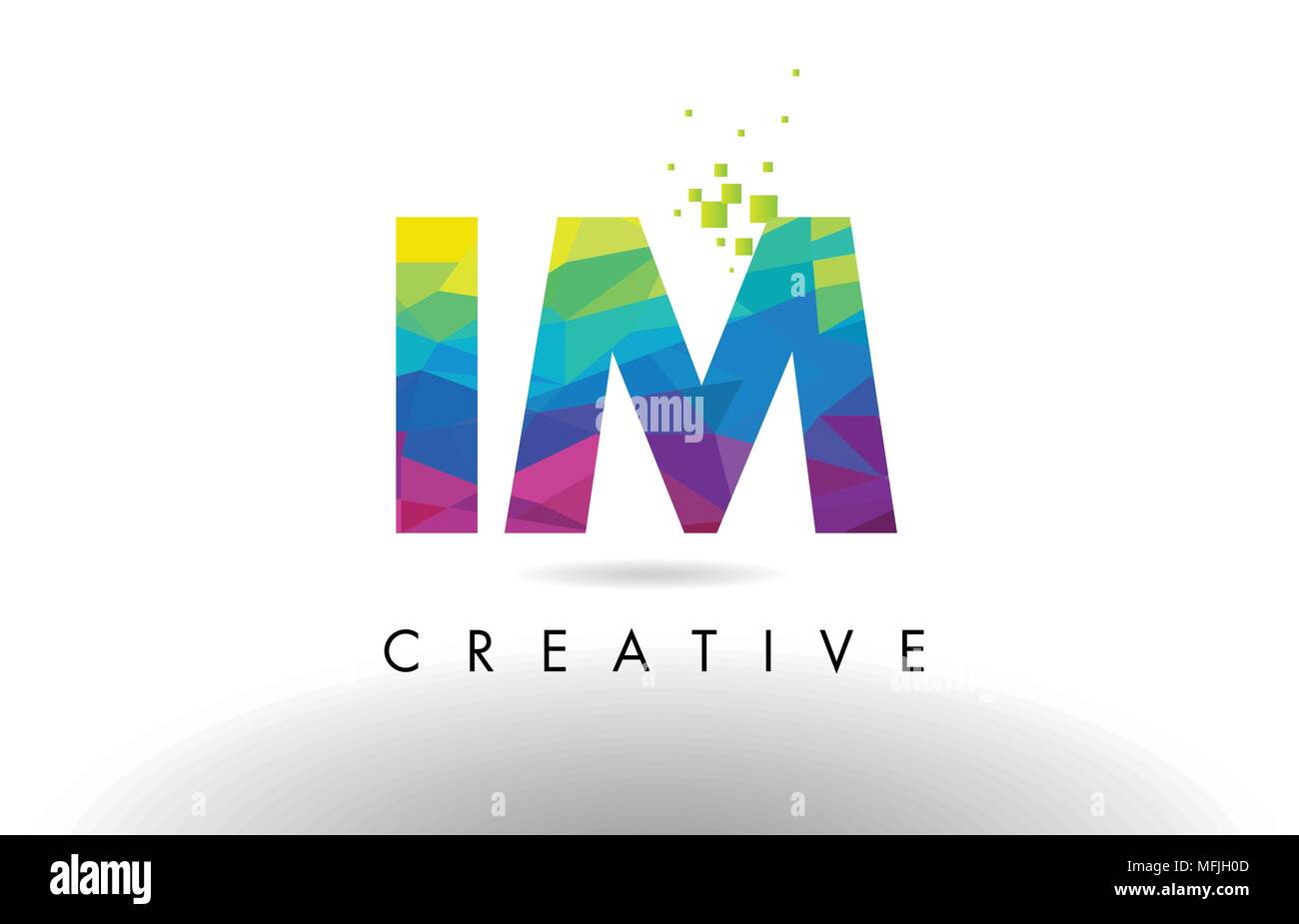 IM I M Colorful Letter Design with Creative Origami Triangles Rainbow ...