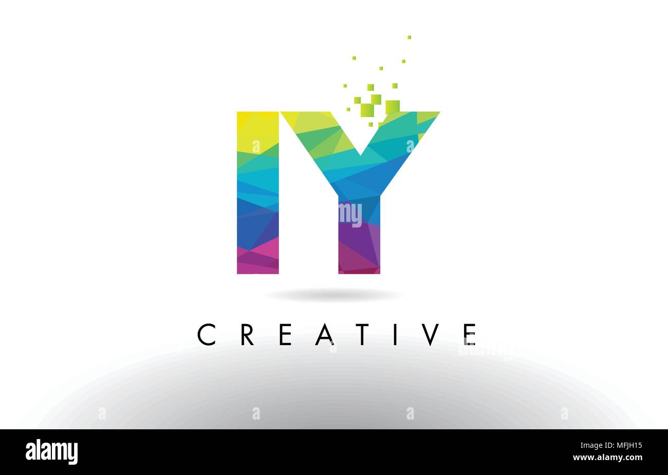 IY I Y Colorful Letter Design with Creative Origami Triangles Rainbow ...