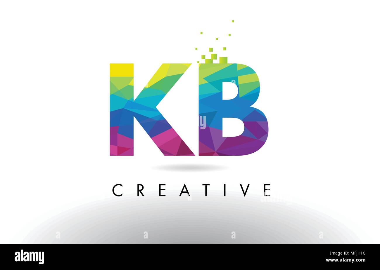 KB K B Colorful Letter Design with Creative Origami Triangles Rainbow ...