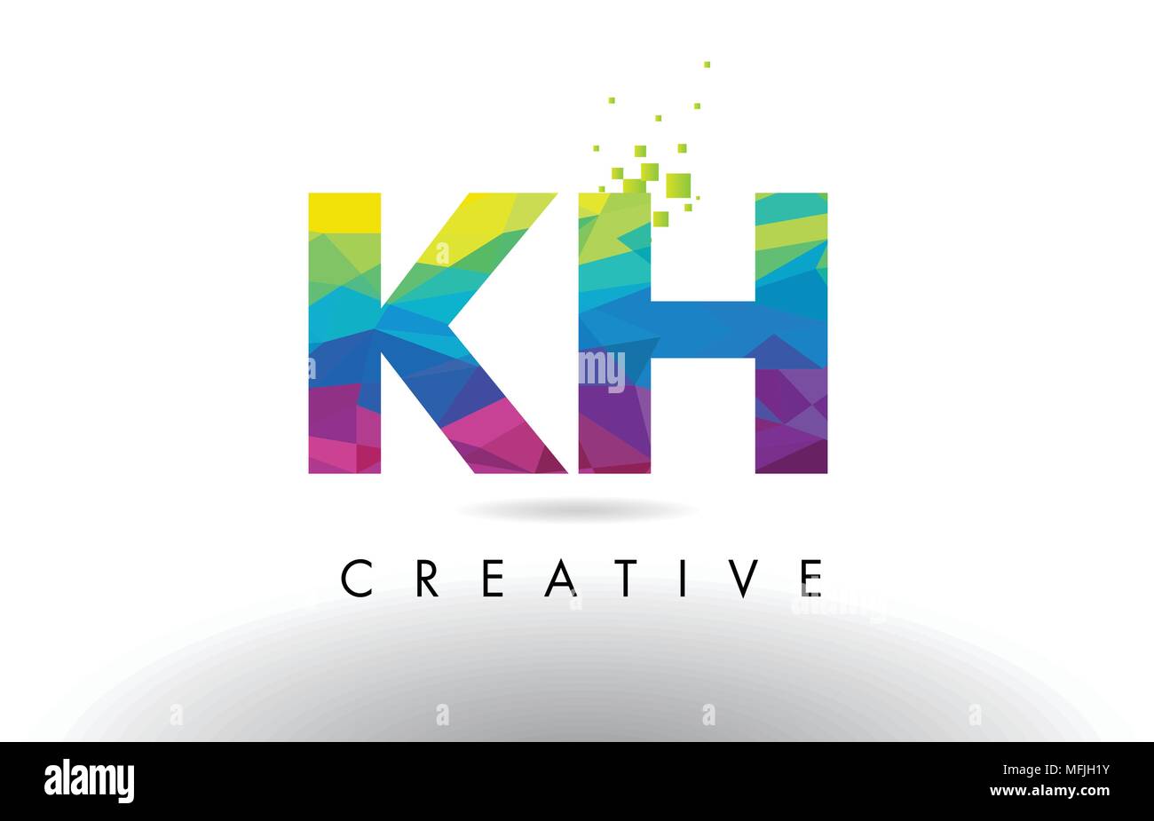 KH K H Colorful Letter Design with Creative Origami Triangles Rainbow ...