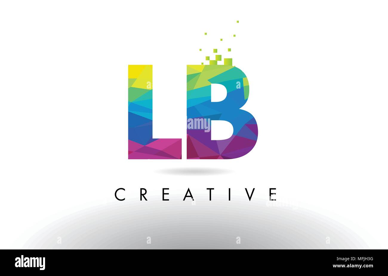 LB L B Colorful Letter Design with Creative Origami Triangles Rainbow ...