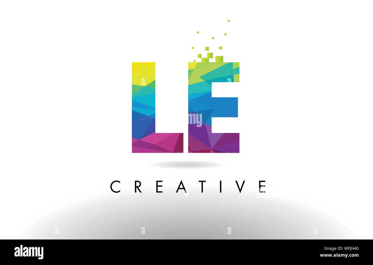 LE L E Colorful Letter Design with Creative Origami Triangles Rainbow ...