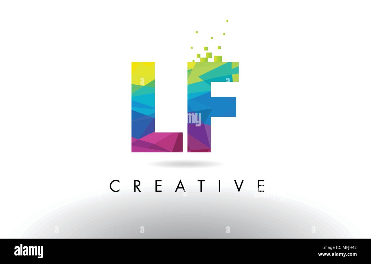 LF L F Colorful Letter Design with Creative Origami Triangles Rainbow ...