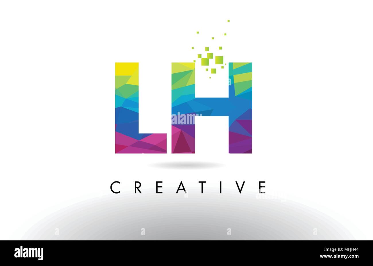 LH L H Colorful Letter Design with Creative Origami Triangles Rainbow ...