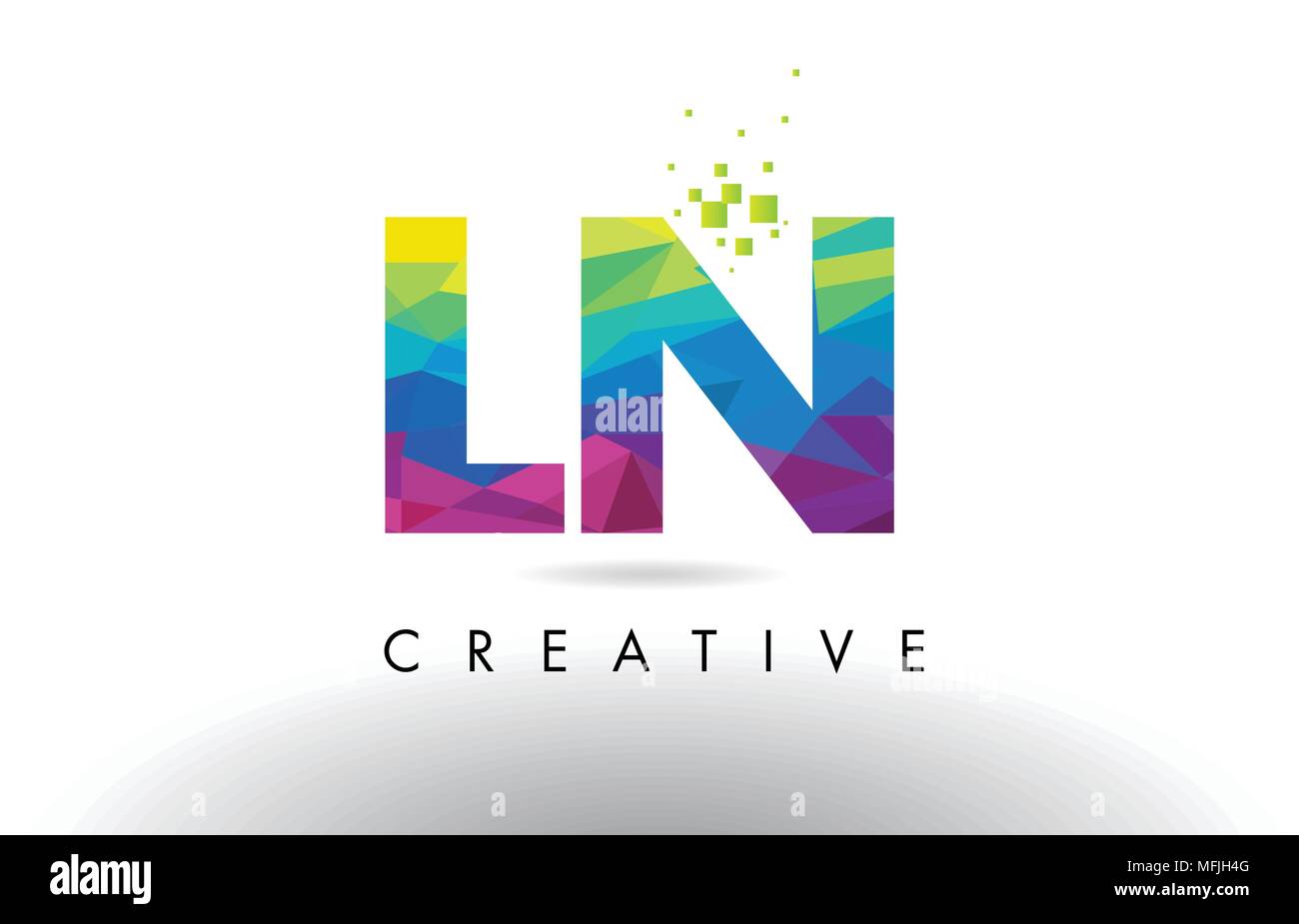 LN L N Colorful Letter Design with Creative Origami Triangles Rainbow ...