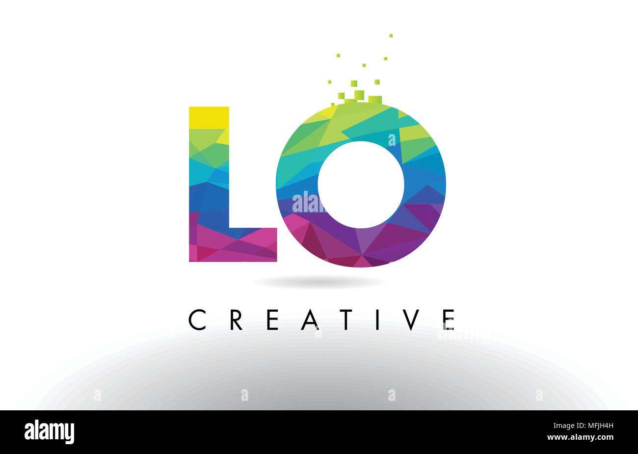 LO L O Colorful Letter Design with Creative Origami Triangles Rainbow ...