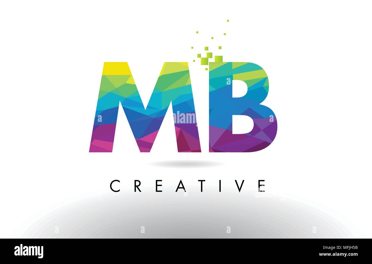 MB M B Colorful Letter Design with Creative Origami Triangles Rainbow ...