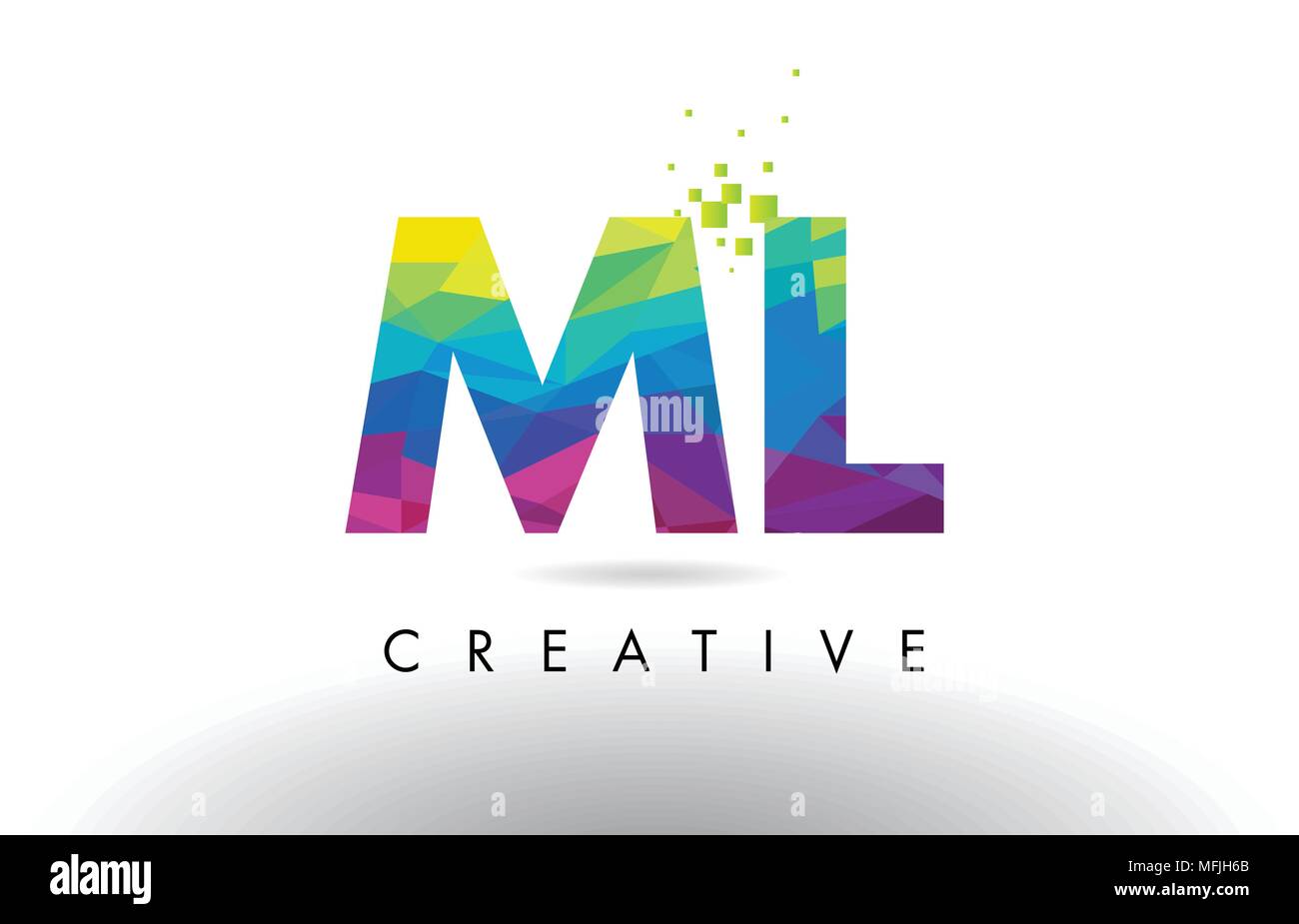 ML M L Colorful Letter Design with Creative Origami Triangles Rainbow ...
