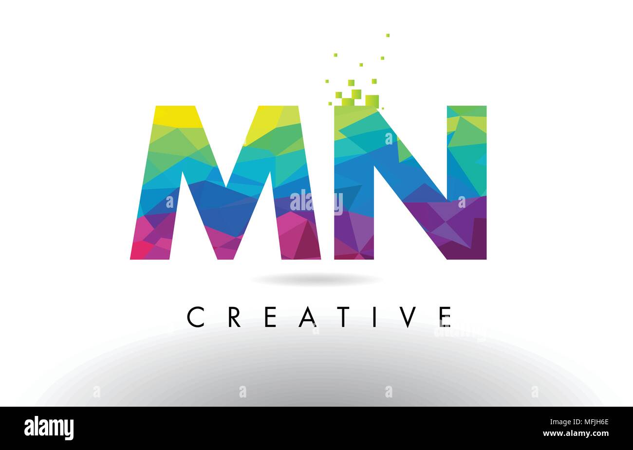 MN M N Colorful Letter Design with Creative Origami Triangles Rainbow ...