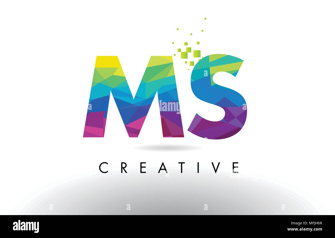 MS M S Colorful Letter Design with Creative Origami Triangles Rainbow ...