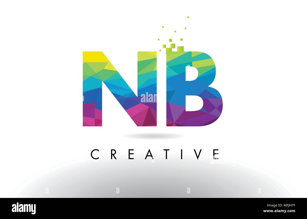 NB N B Colorful Letter Design with Creative Origami Triangles Rainbow ...