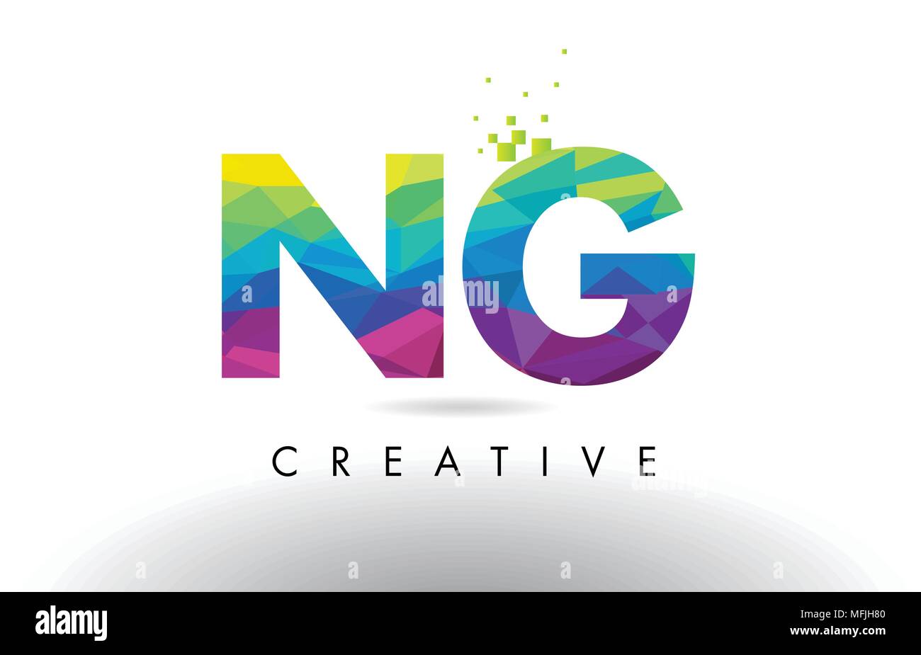 NG N G Colorful Letter Design with Creative Origami Triangles Rainbow ...