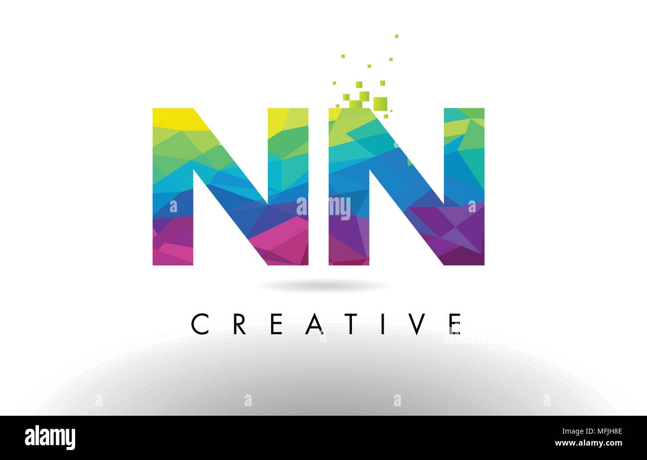 NN N Colorful Letter Design with Creative Origami Triangles Rainbow ...