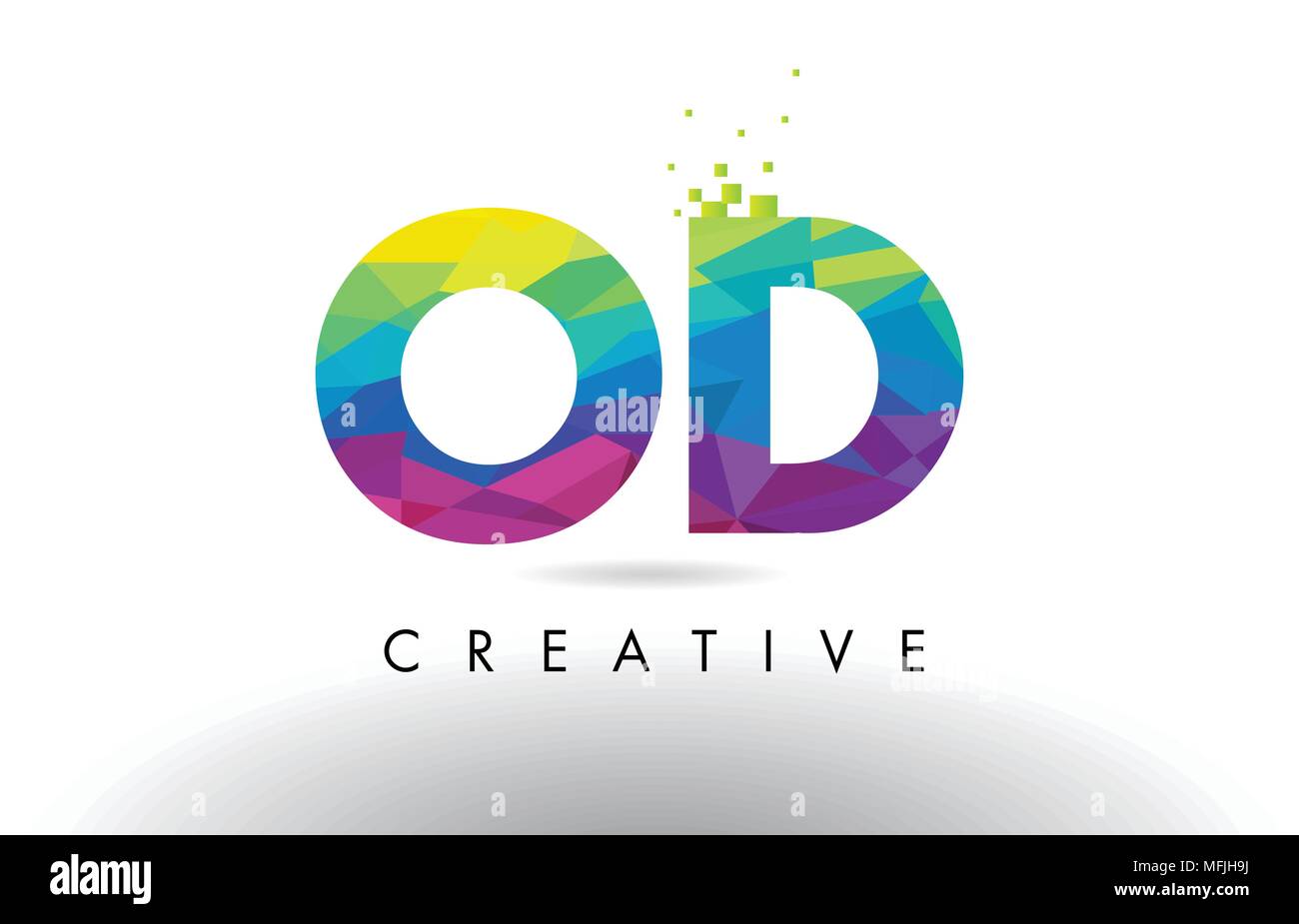OD O D Colorful Letter Design with Creative Origami Triangles Rainbow ...