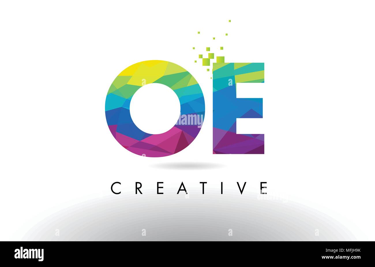 OE O E Colorful Letter Design with Creative Origami Triangles Rainbow ...