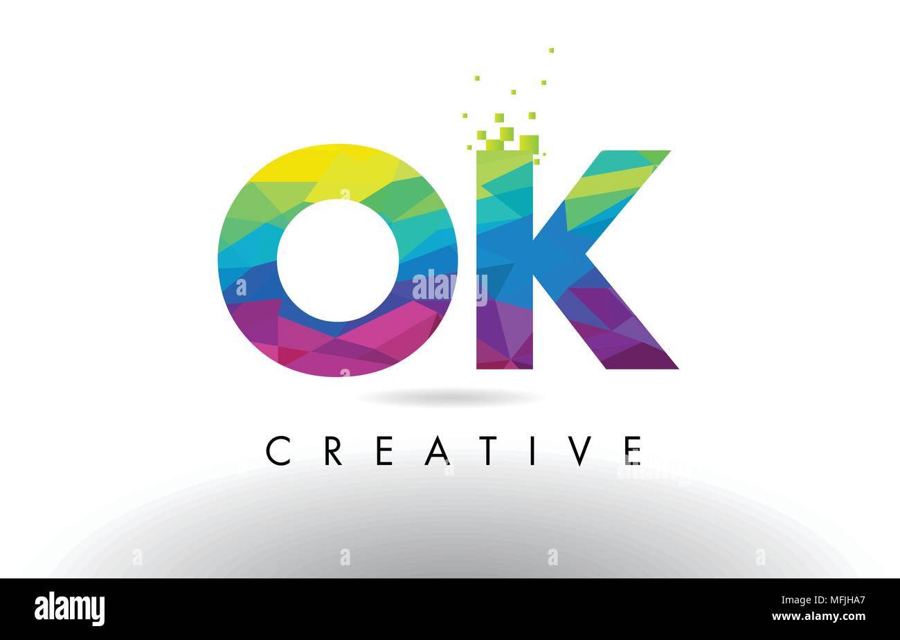 OK O K Colorful Letter Design with Creative Origami Triangles Rainbow ...