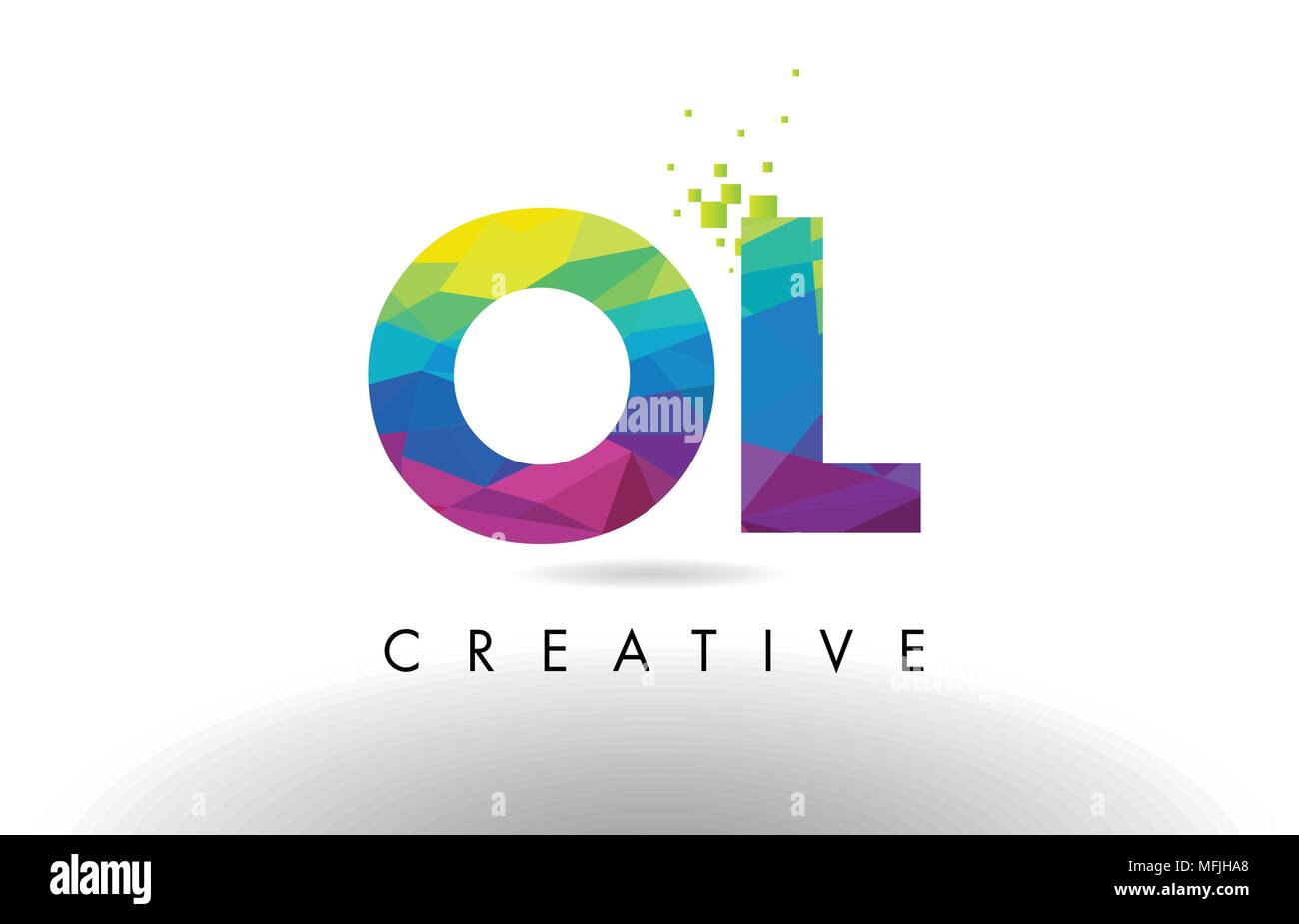 OL O L Colorful Letter Design with Creative Origami Triangles Rainbow ...