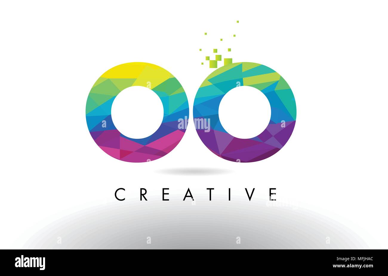OO O Colorful Letter Design with Creative Origami Triangles Rainbow ...