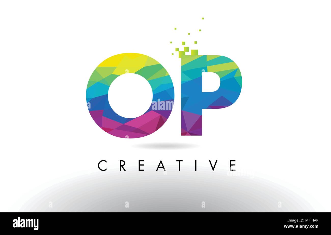 OP O P Colorful Letter Design with Creative Origami Triangles Rainbow ...