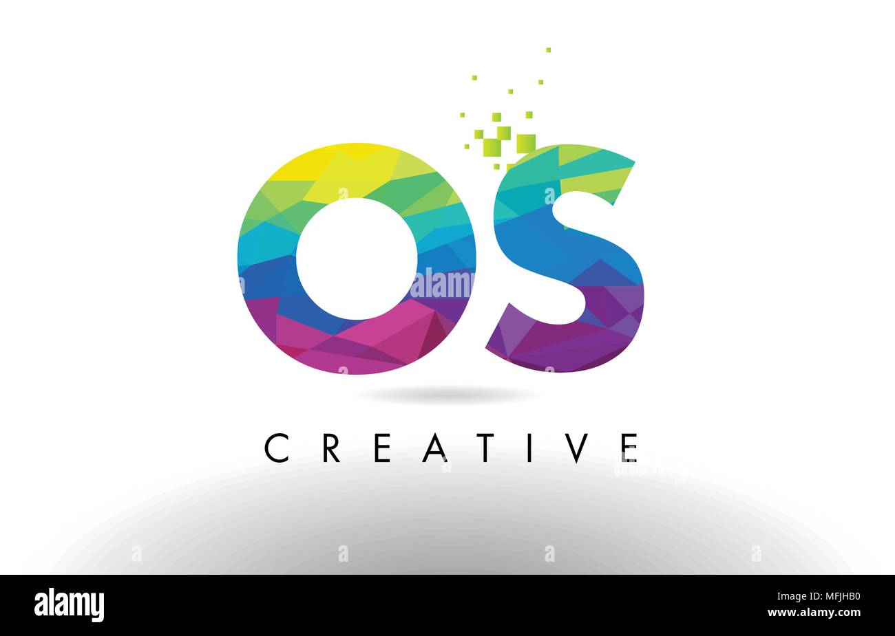 OS O S Colorful Letter Design with Creative Origami Triangles Rainbow ...